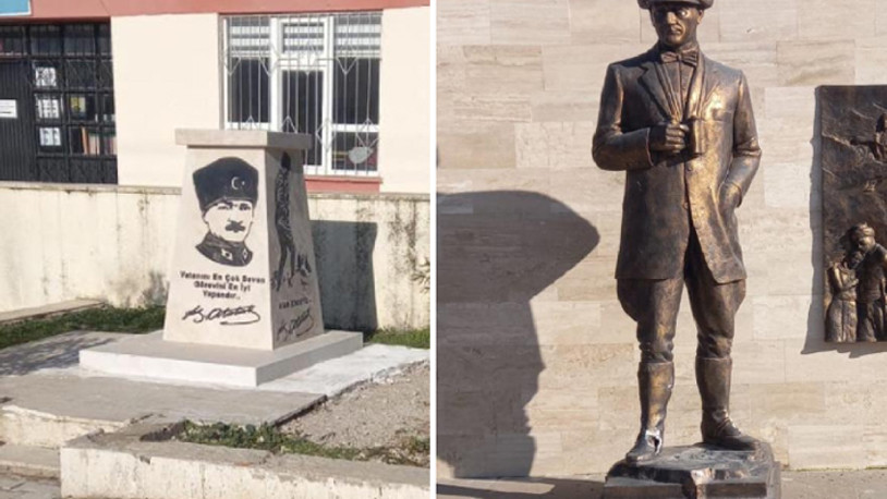 Atatürk büstü ve heykeline saldırdılar - KRT TV Atatürk büstü ve heykeline saldırdılar - KRT TV