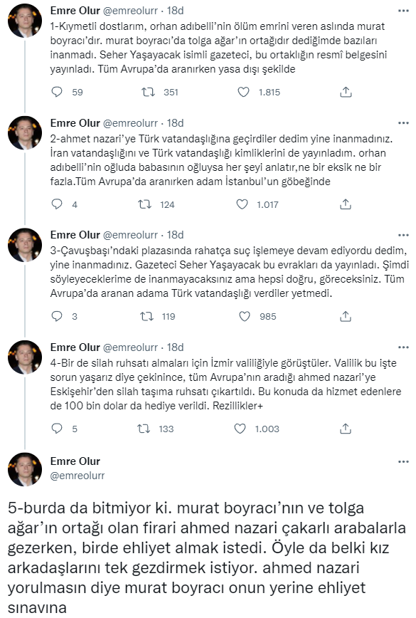 Sedat Peker'den yeni Ahmed Nazari iddiası... "Silah taşıma ruhsatı ...
